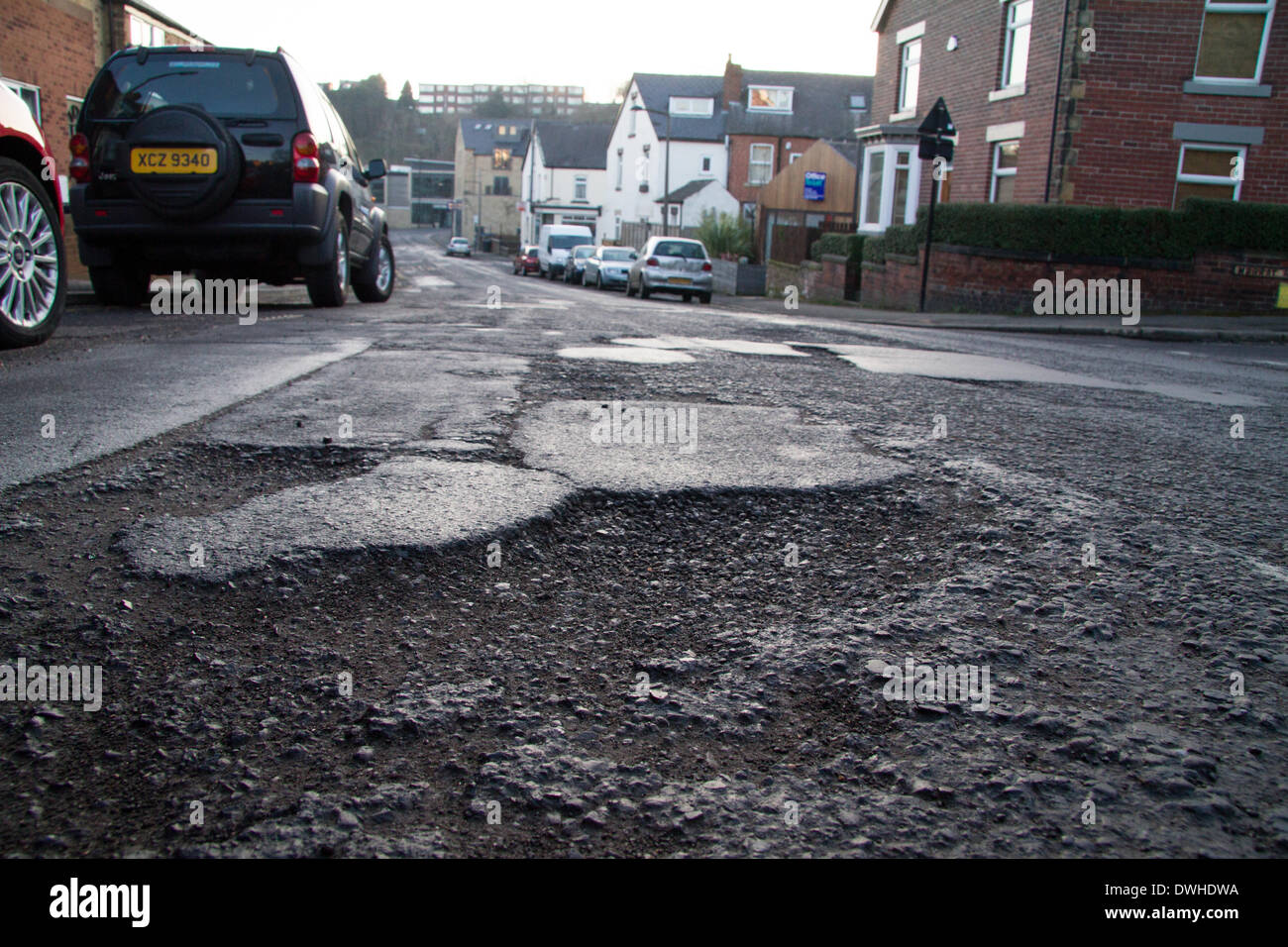 Potholed roads in Sheffield Stock Photo - Alamy