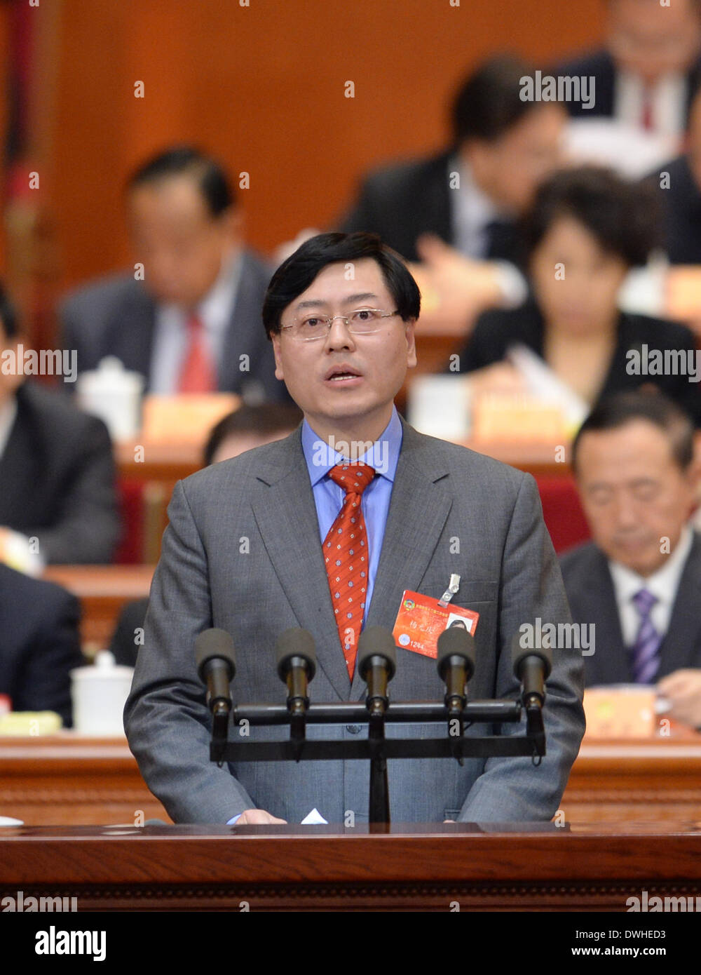 Beijing, China. 9th Mar, 2014. Yang Yuanqing, member of the 12th ...