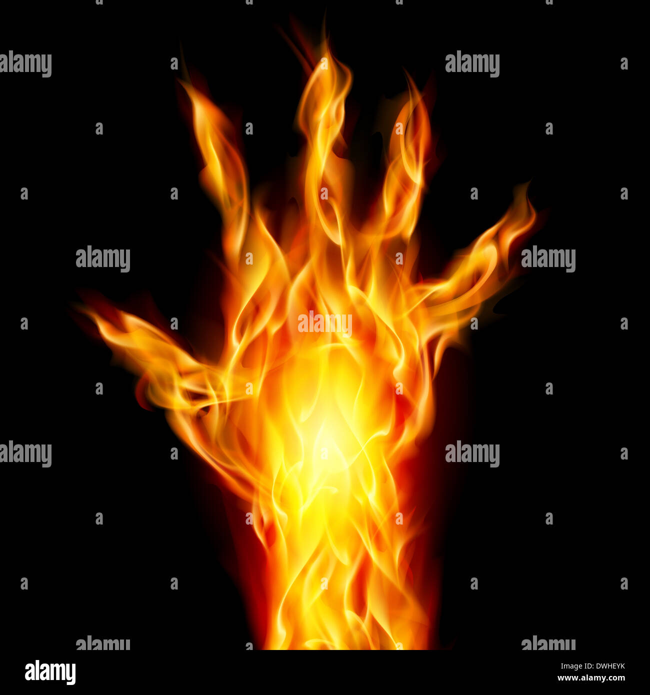 Fire hand on black background for design Stock Photo - Alamy