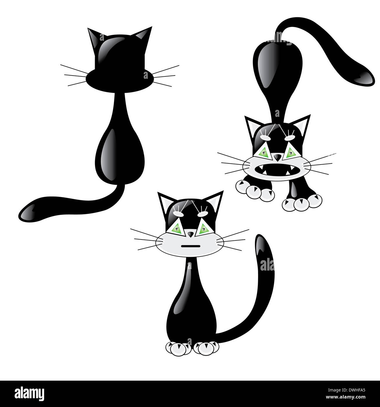 Black cat set. illustration on white background for design Stock Photo ...