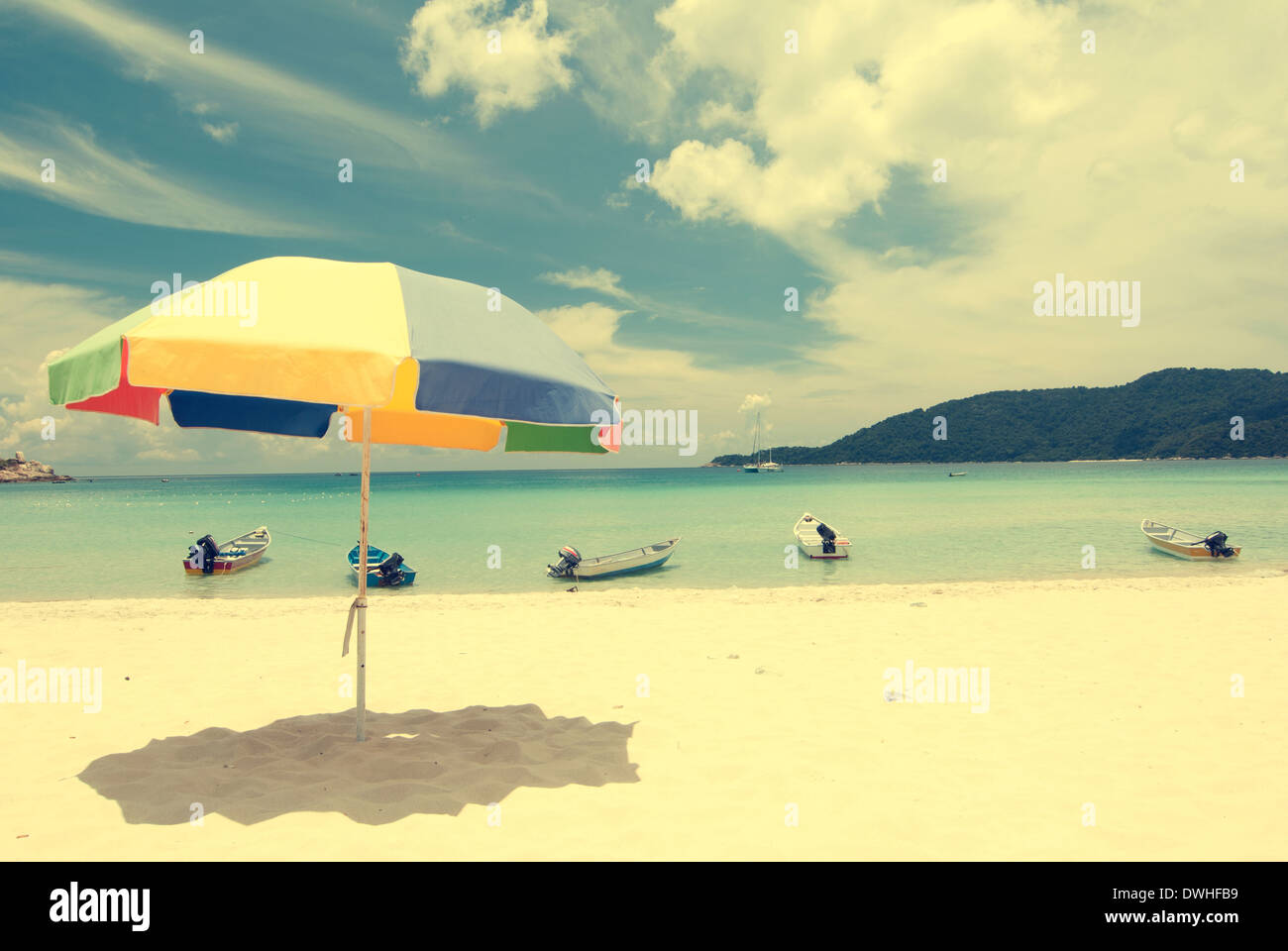 Vintage retro beach photo with ocean view Stock Photo - Alamy