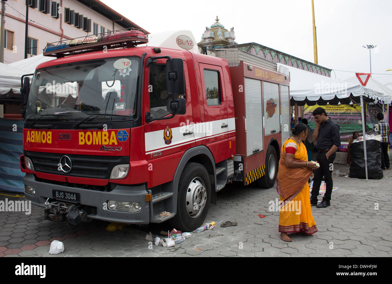 Fire engine at The Hindu Festival of Thaipusam at the Batu Caves Kuala ...