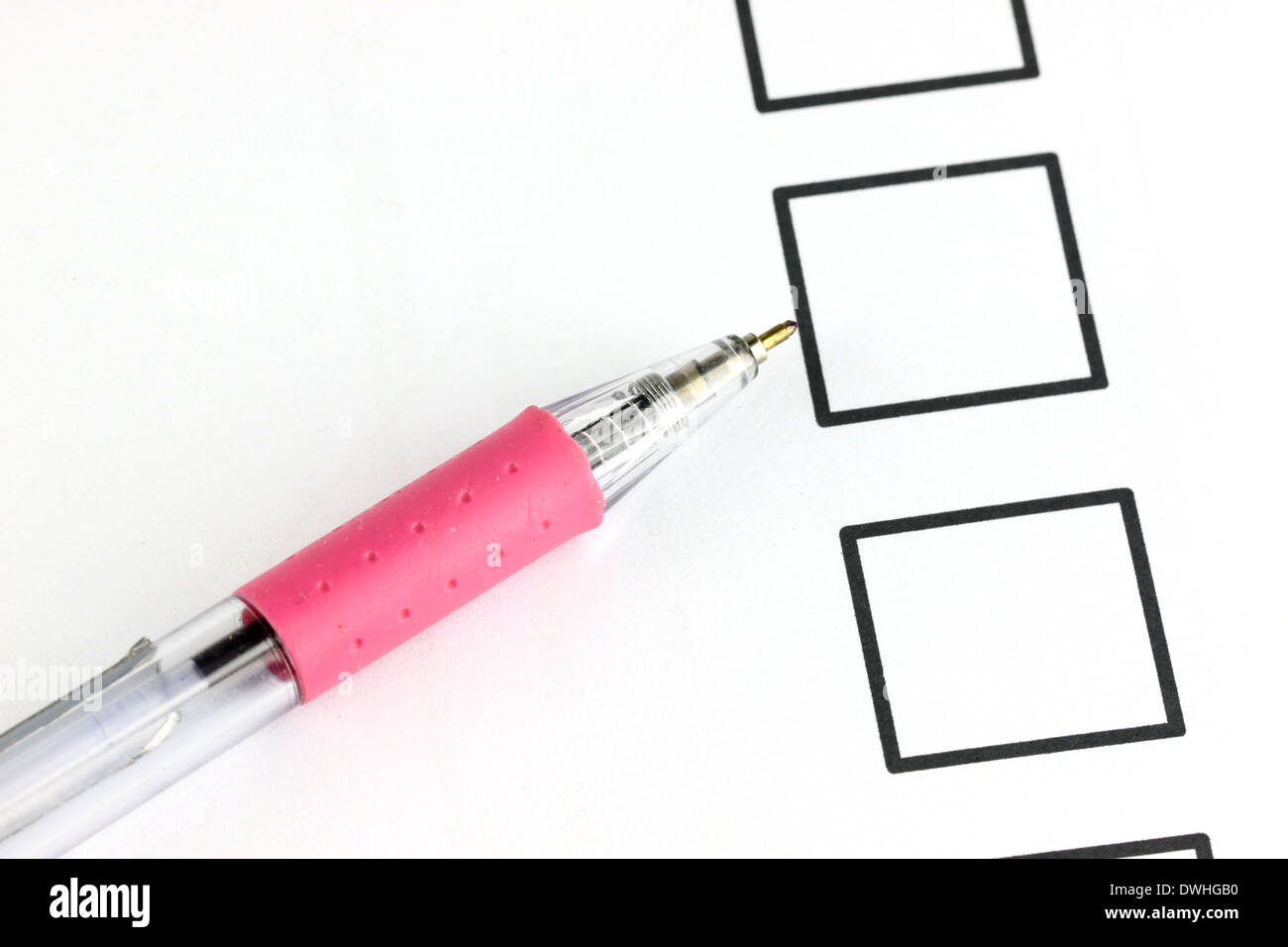 Pick Pen point to checkbox on white background Stock Photo - Alamy