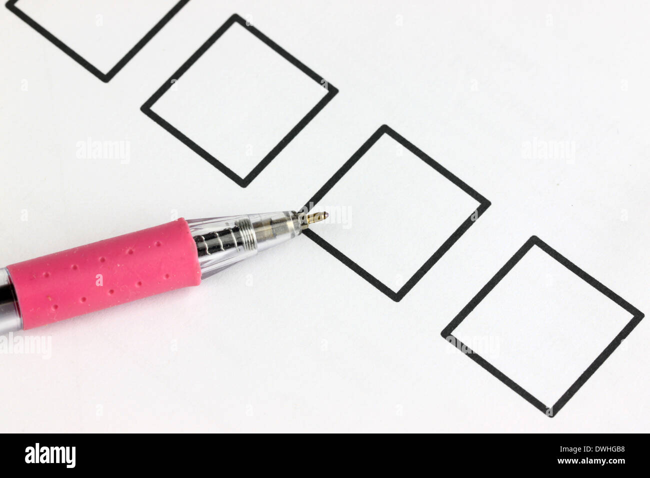 Pick Pen point to checkbox on white background Stock Photo - Alamy