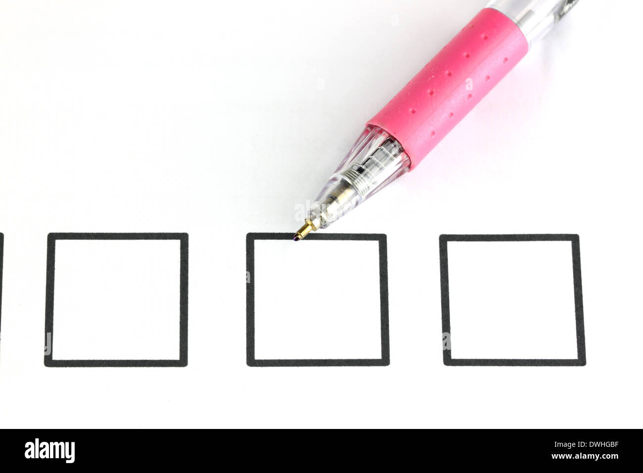 Pick Pen point to checkbox on white background Stock Photo - Alamy