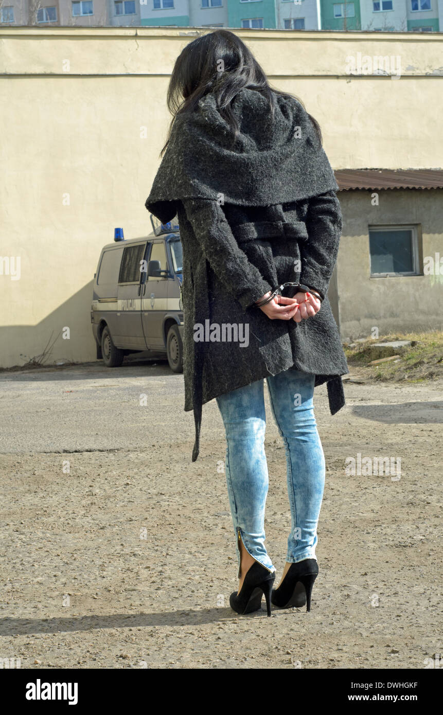 Photo of women handcuffed criminal police Stock Photo - Alamy