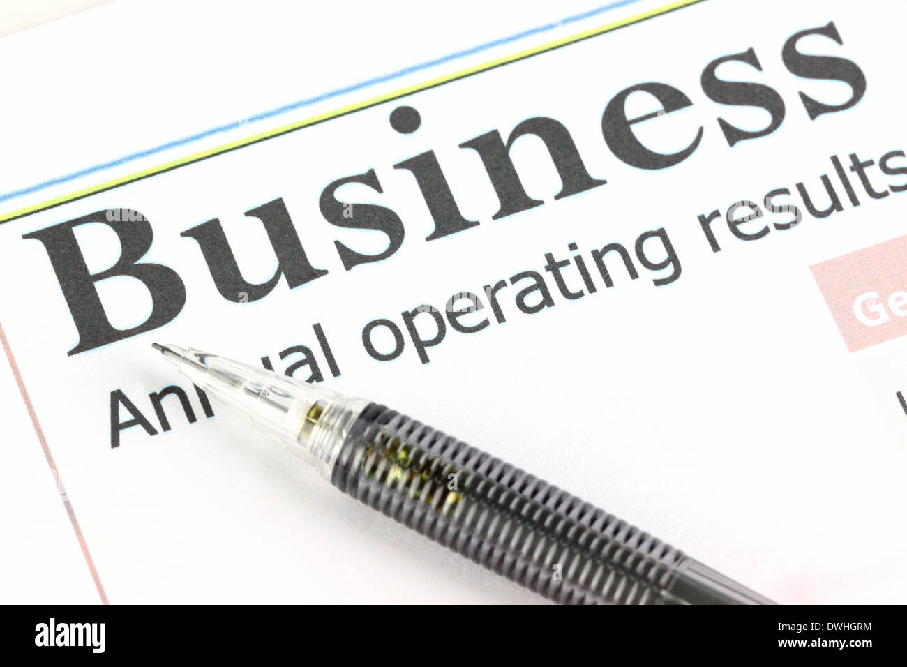 Closeup Mechanical pencil point to Business text on graph Stock Photo ...