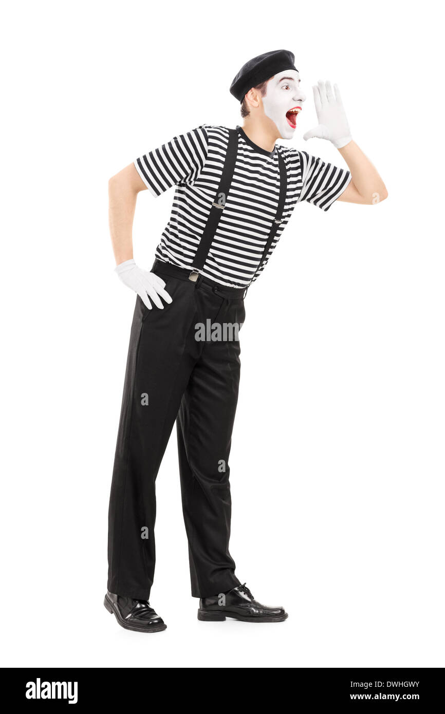 Full length portrait of a mime artist shouting Stock Photo - Alamy