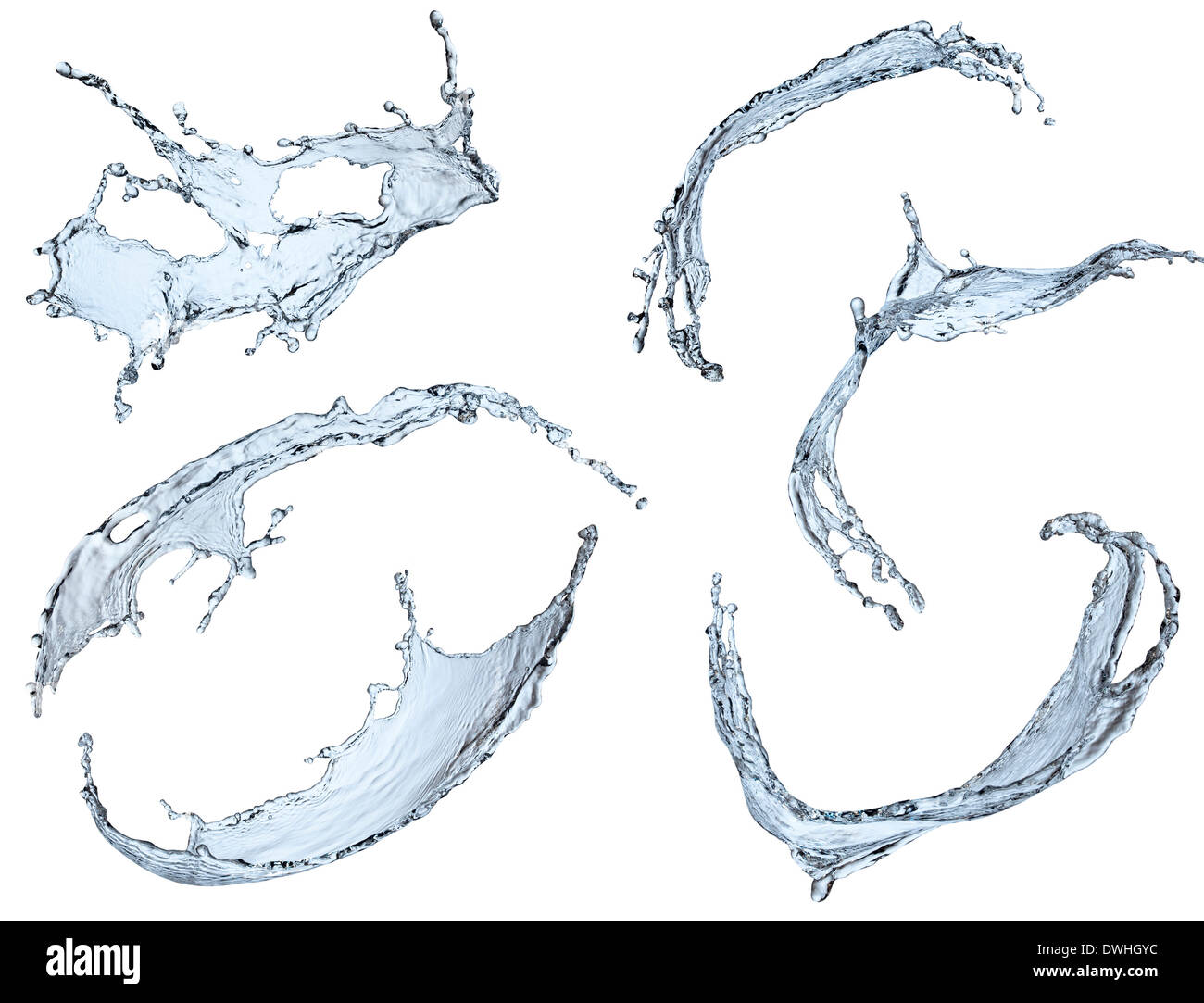 A collection of splashes of flying crystal clear water Stock Photo - Alamy