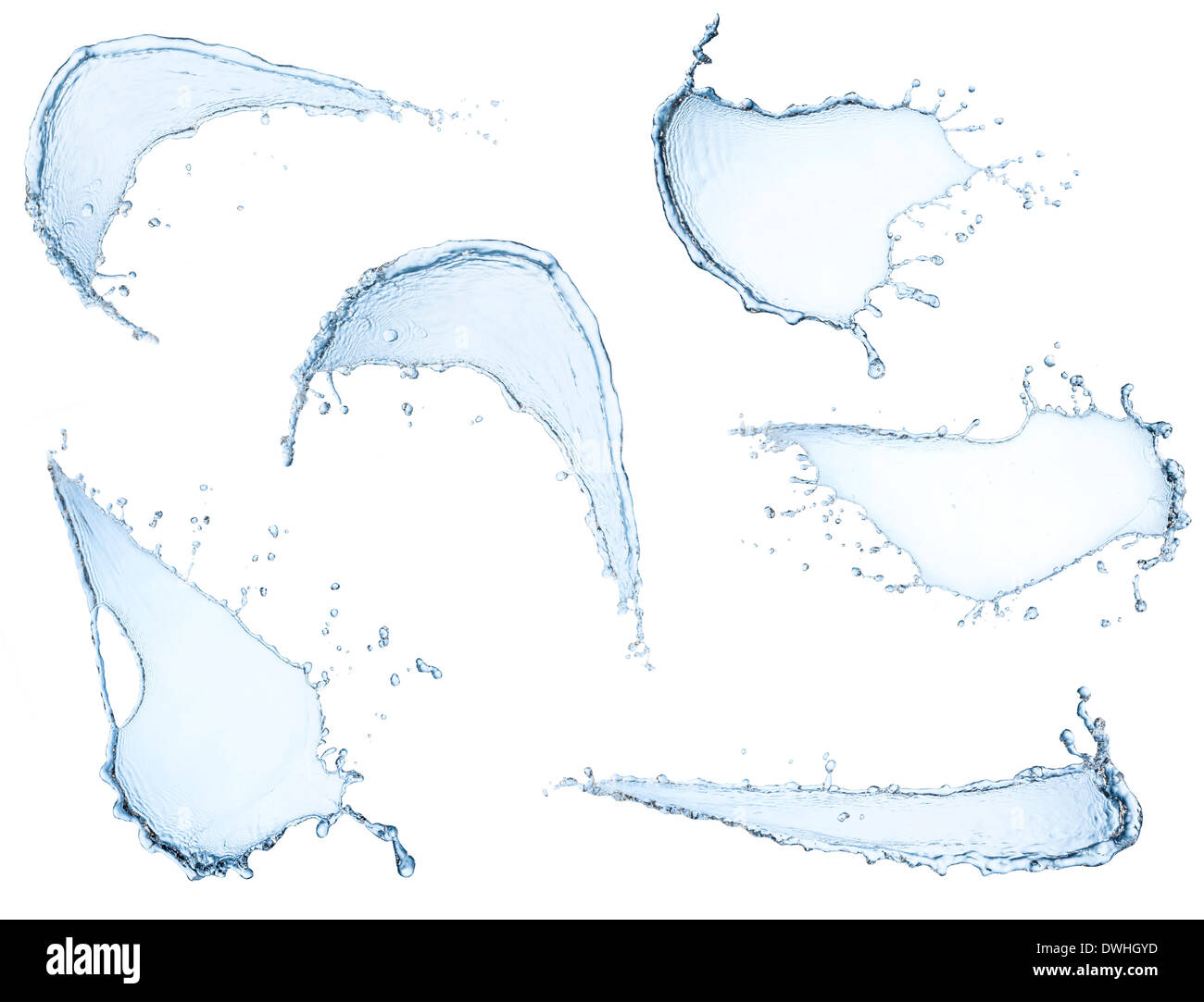 A collection of splashes of flying crystal clear water Stock Photo - Alamy