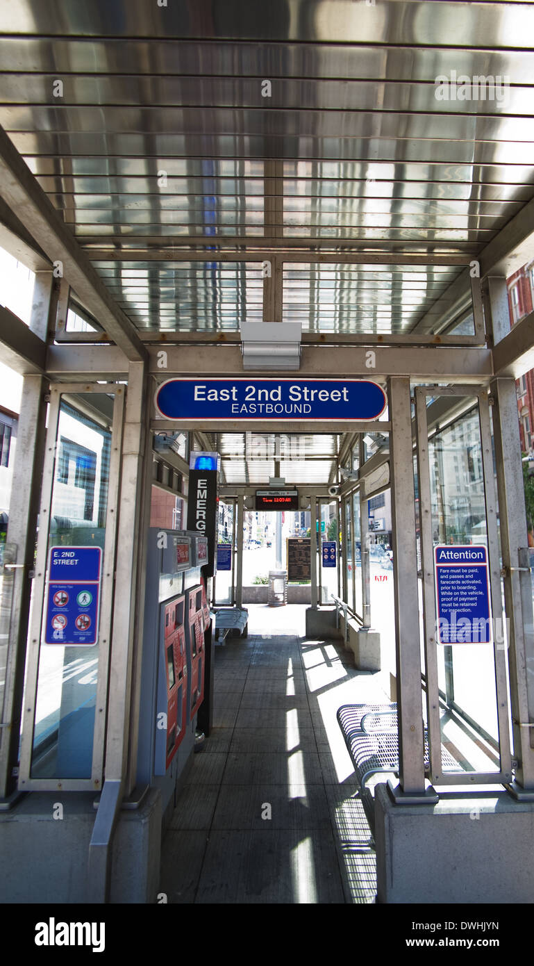 Bus stop for the RTA Health line on East 2nd Street in Cleveland OHIO ...
