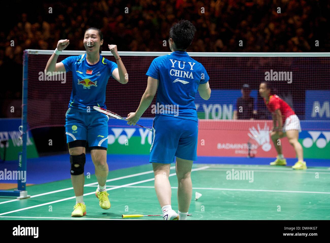 Birmingham, UK. 09th Mar, 2014. Wang Xiaoli and Yu Wang of China ...
