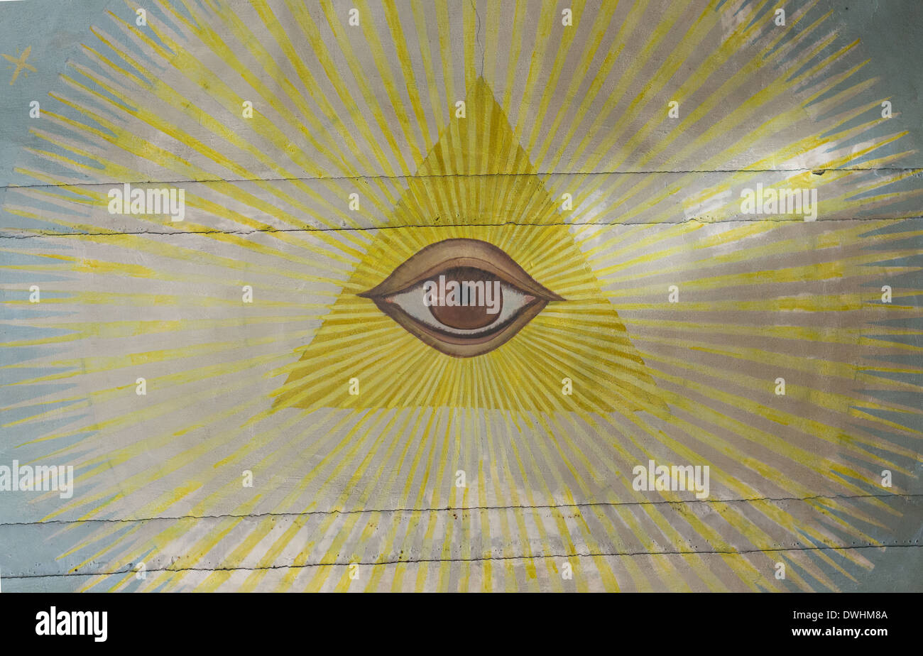 All-seeing eye on the ceiling of an Orthodox church in Jerusalem Stock ...