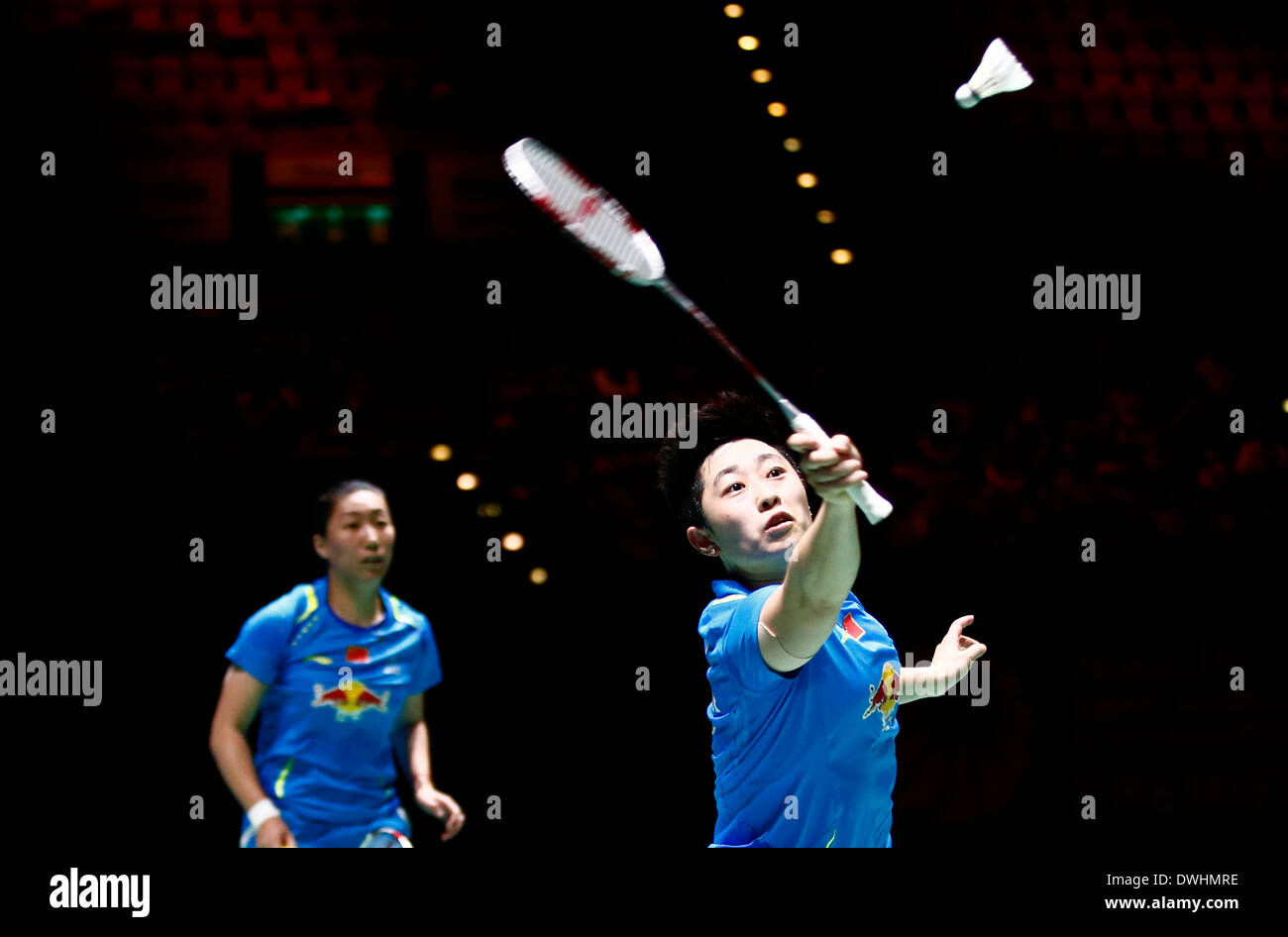 Birmingham. 9th Mar, 2014. Yu Yang (R)/Wang Xiaoli of China compete ...