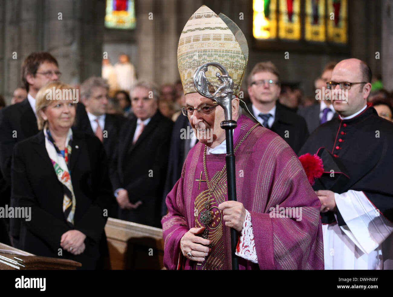 Cologne, Germany. 09th Mar, 2014. Cardinal Meisner during his farewell ...