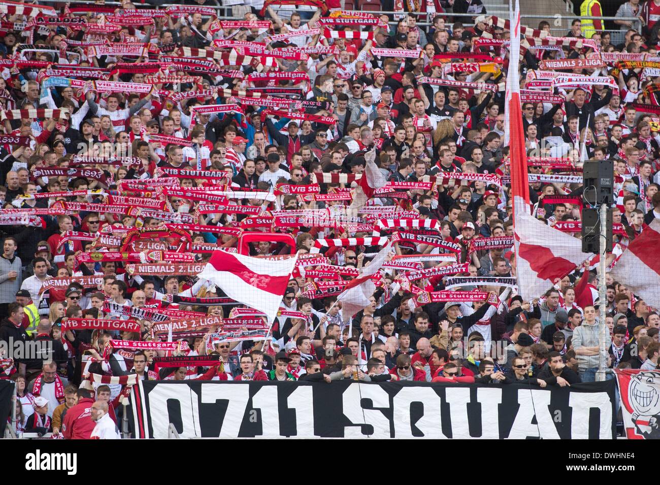 Stuttgart's fans cheer during the German Bundesliga soccer match ...