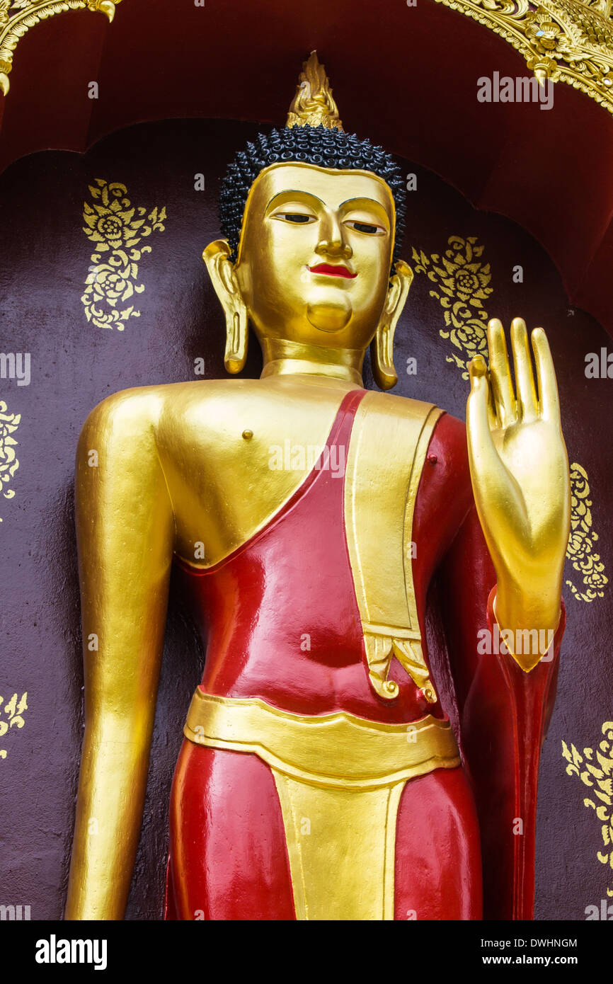 Beautiful Buddha Stand And Chapel Thai Style Stock Photo - Alamy