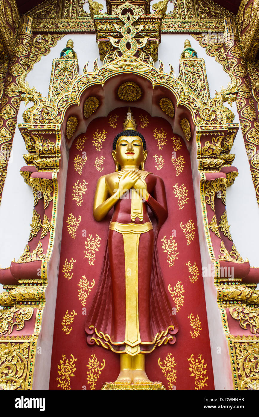 Beautiful Buddha Stand And Chapel Thai Style Stock Photo - Alamy