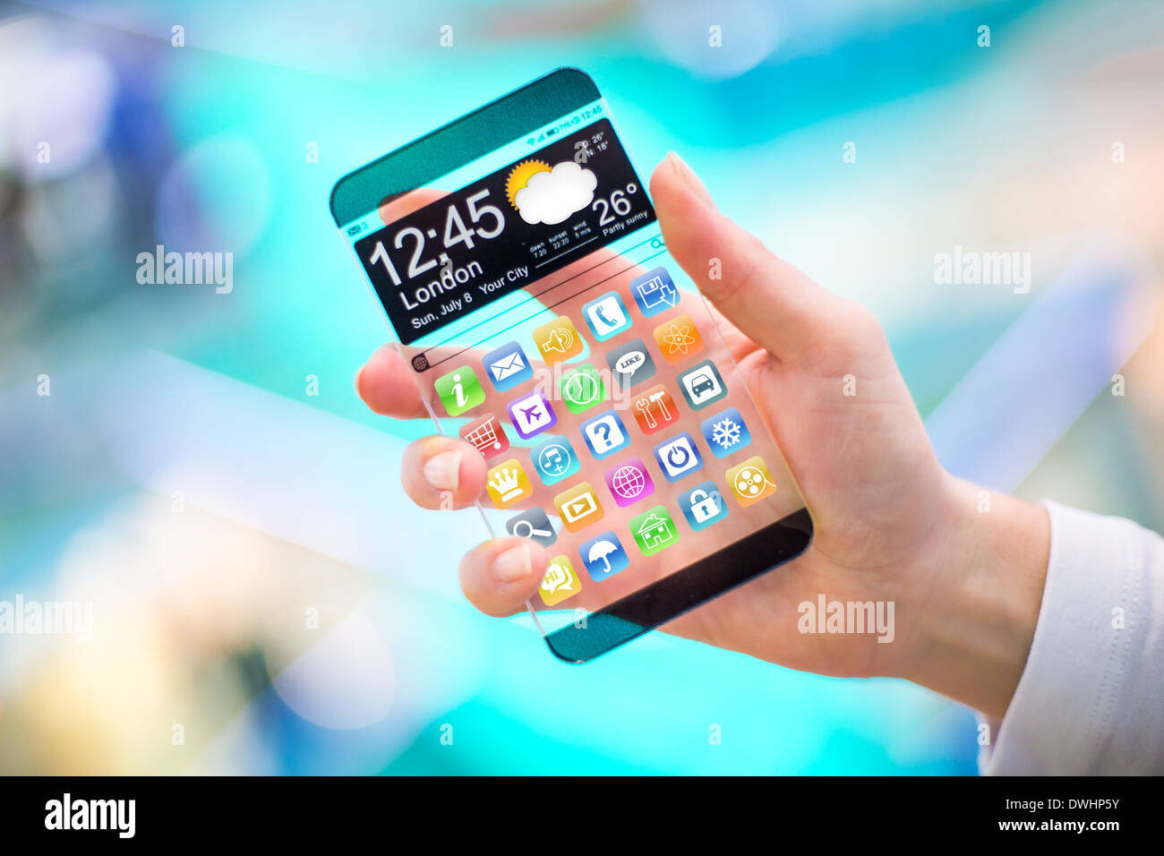 Smartphone with transparent screen in human hands Stock Photo - Alamy