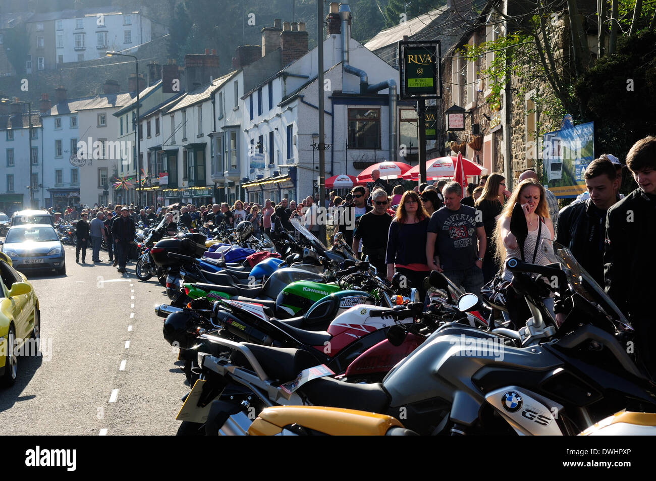 Matlock Bath, Derbyshire, UK. 9th March 2014. Tourist and bikers alike ...