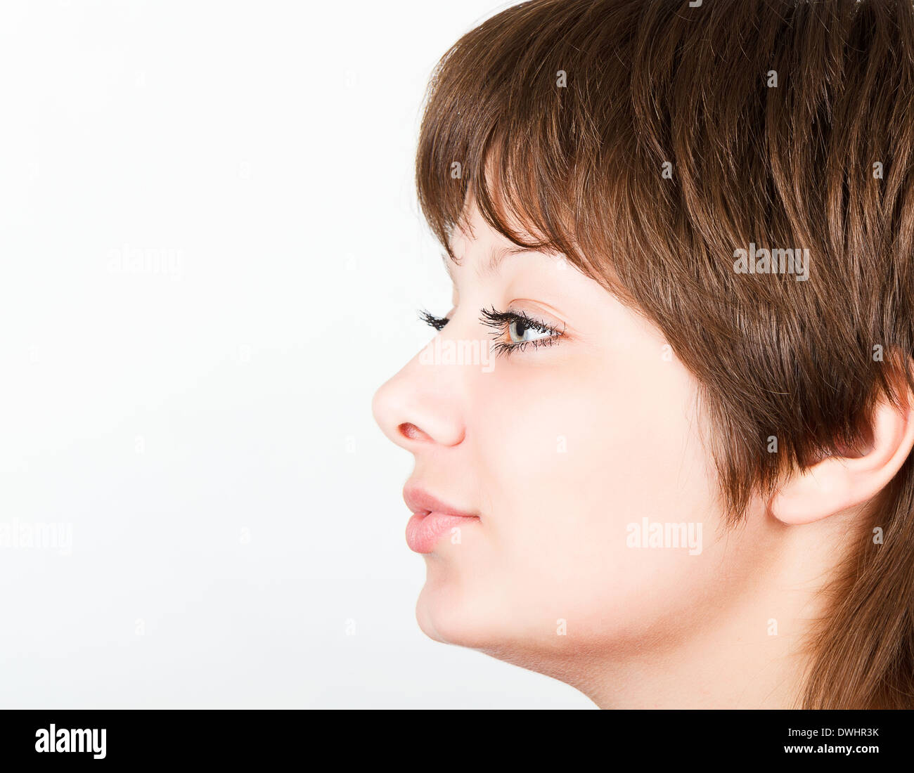 Woman blowing kiss profile hi-res stock photography and images - Alamy