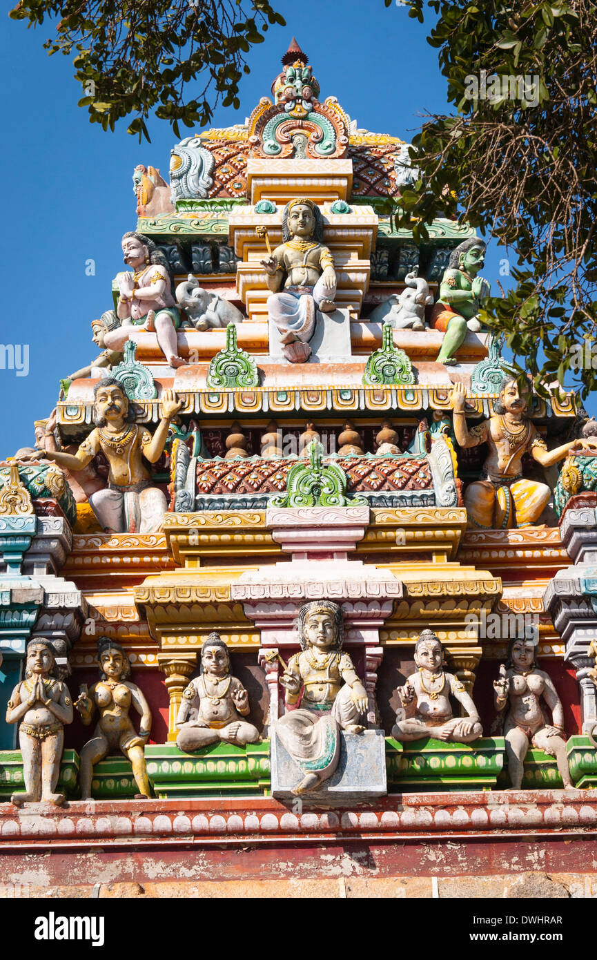 India Tamil Nadu Chettinad Karakaikudi Hindu Temple roof detail ...