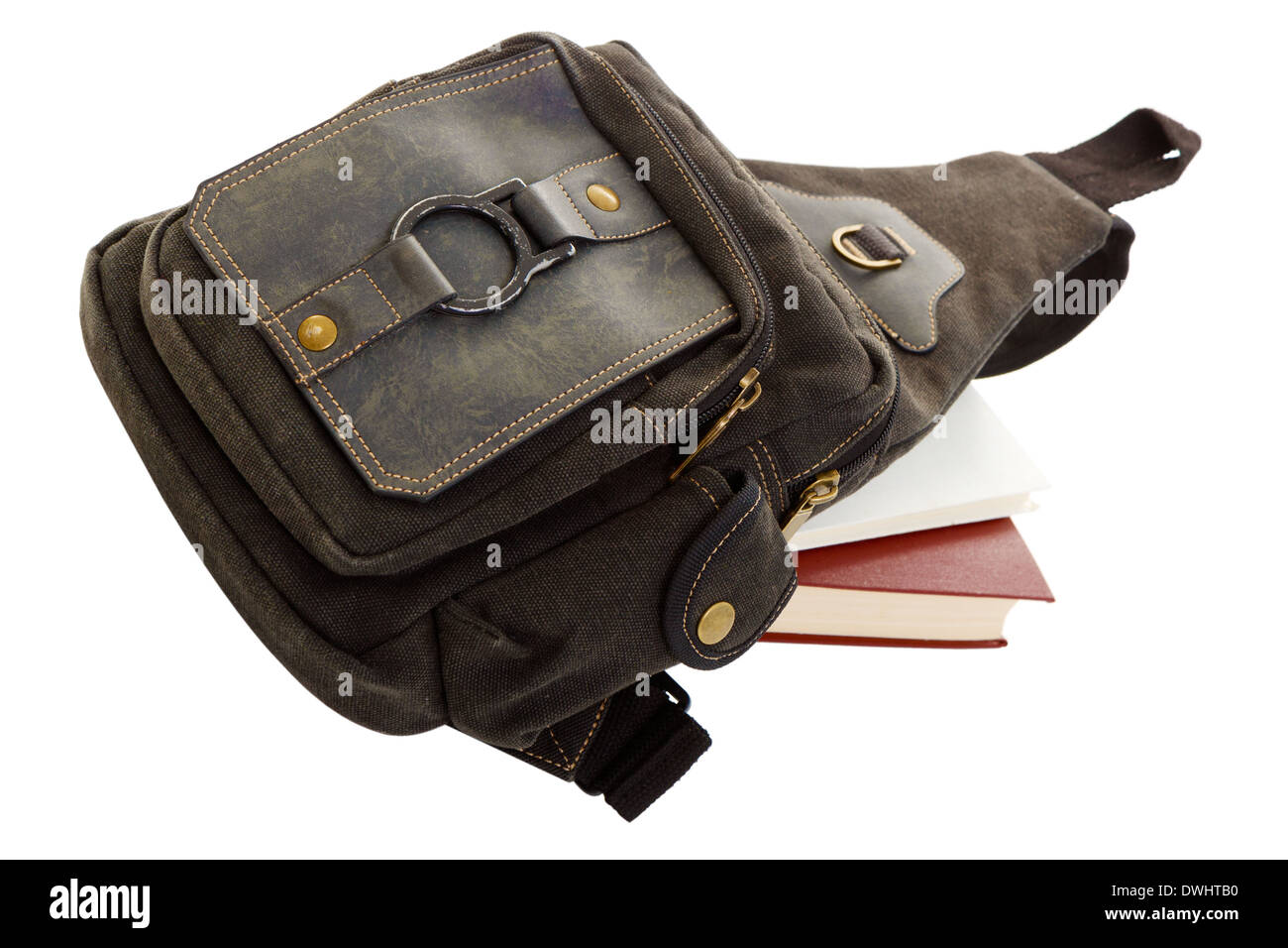 backpack and books on white background. isolated Stock Photo - Alamy
