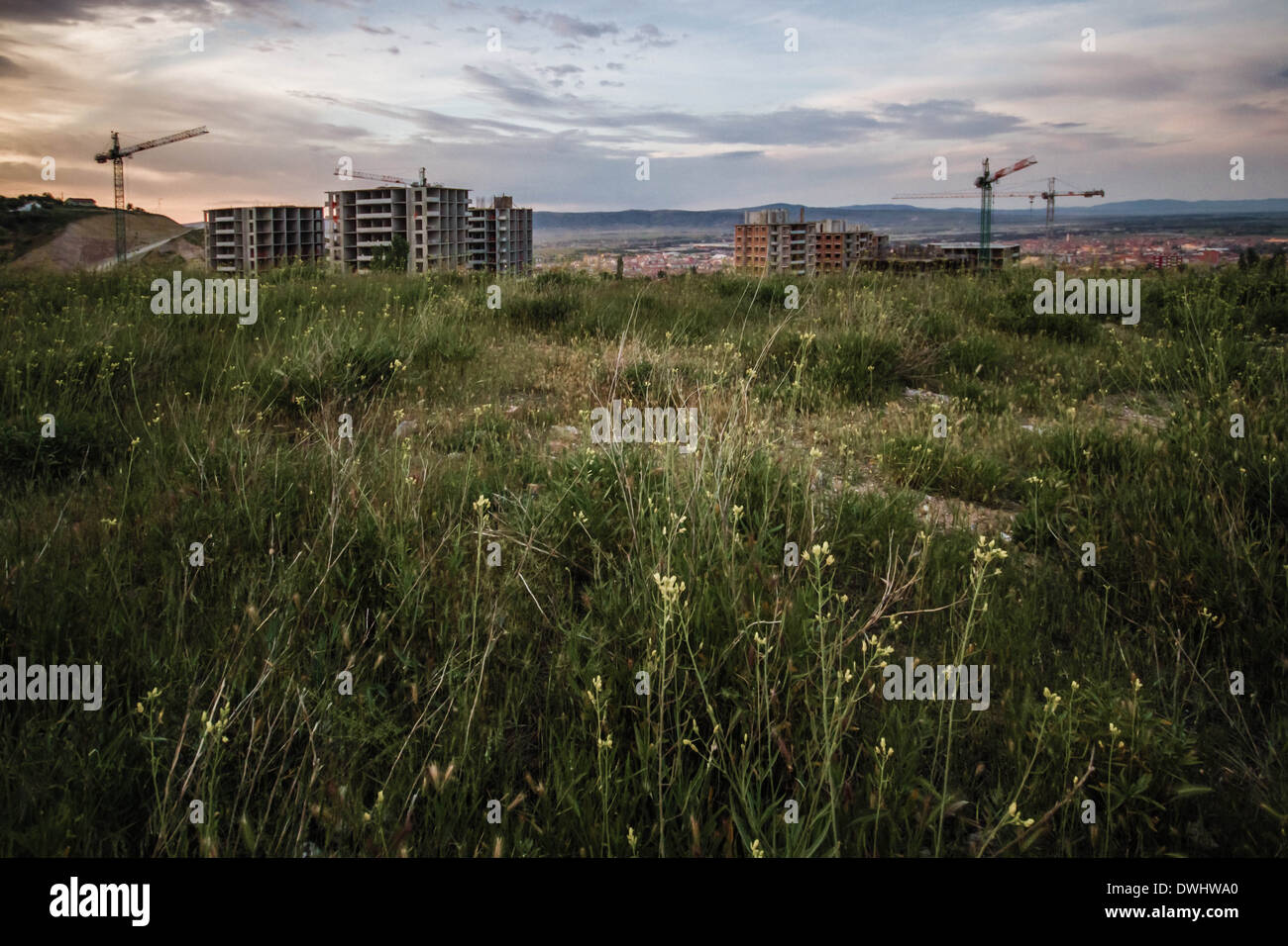 View of a public housing construction site at sunset Stock Photo - Alamy
