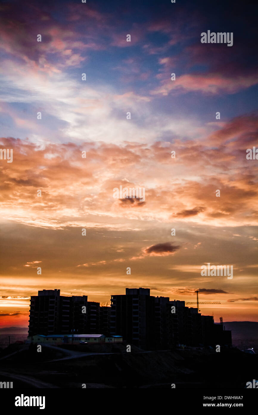View of a public housing construction site at sunset Stock Photo - Alamy