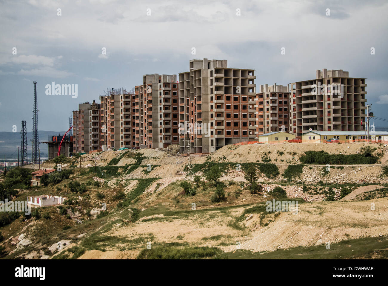 View of a public housing construction site just before sunset Stock ...