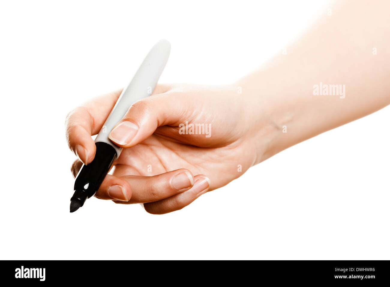 hand with marker on white background. isolated Stock Photo - Alamy
