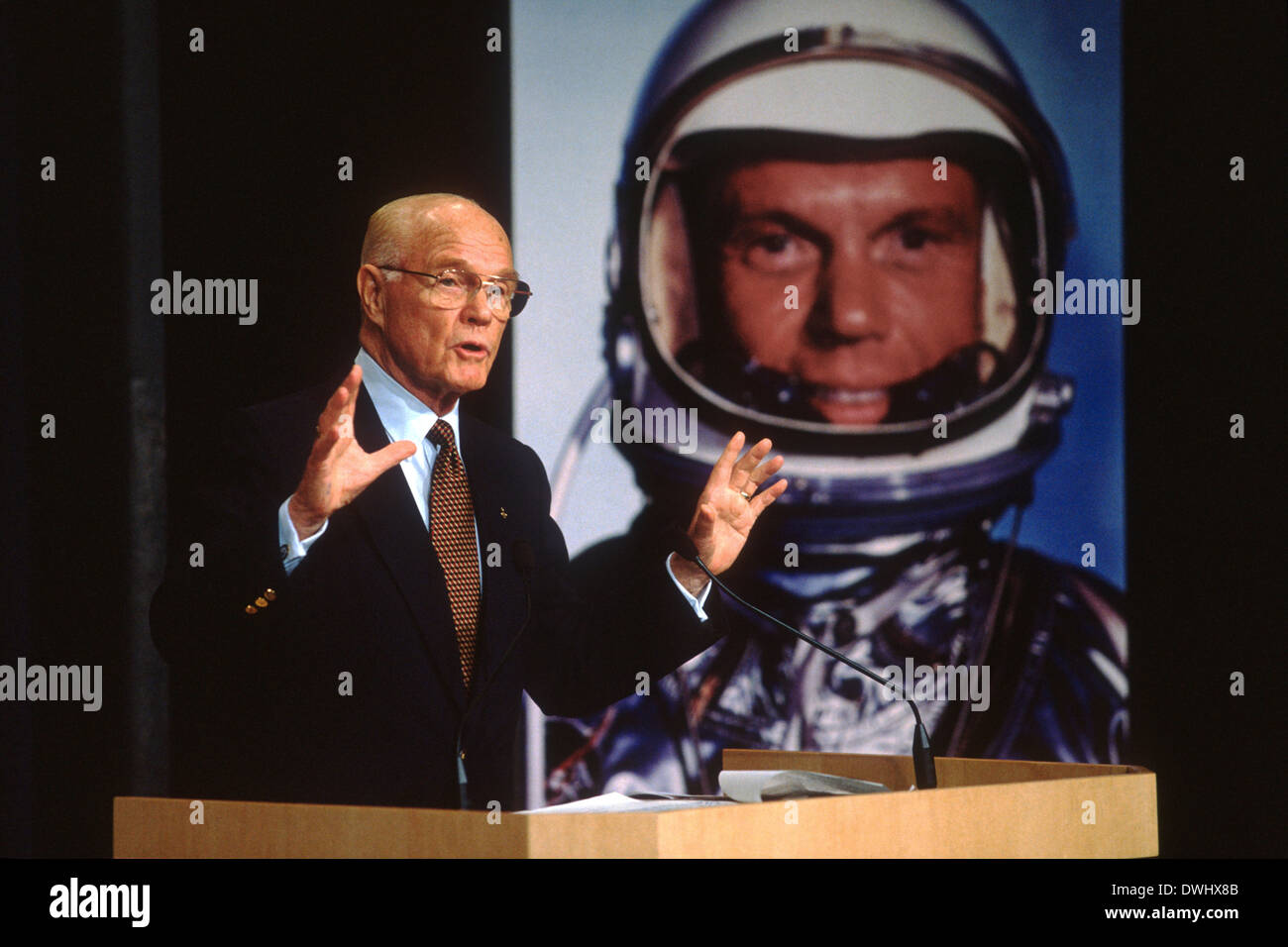 US Senator and astronaut John Glenn announces that at age 76 he will be ...