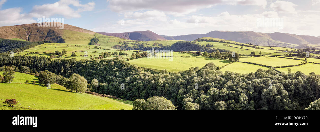 Mountain views near Aberhosan in Powys Wales UK on a sunny bright day ...