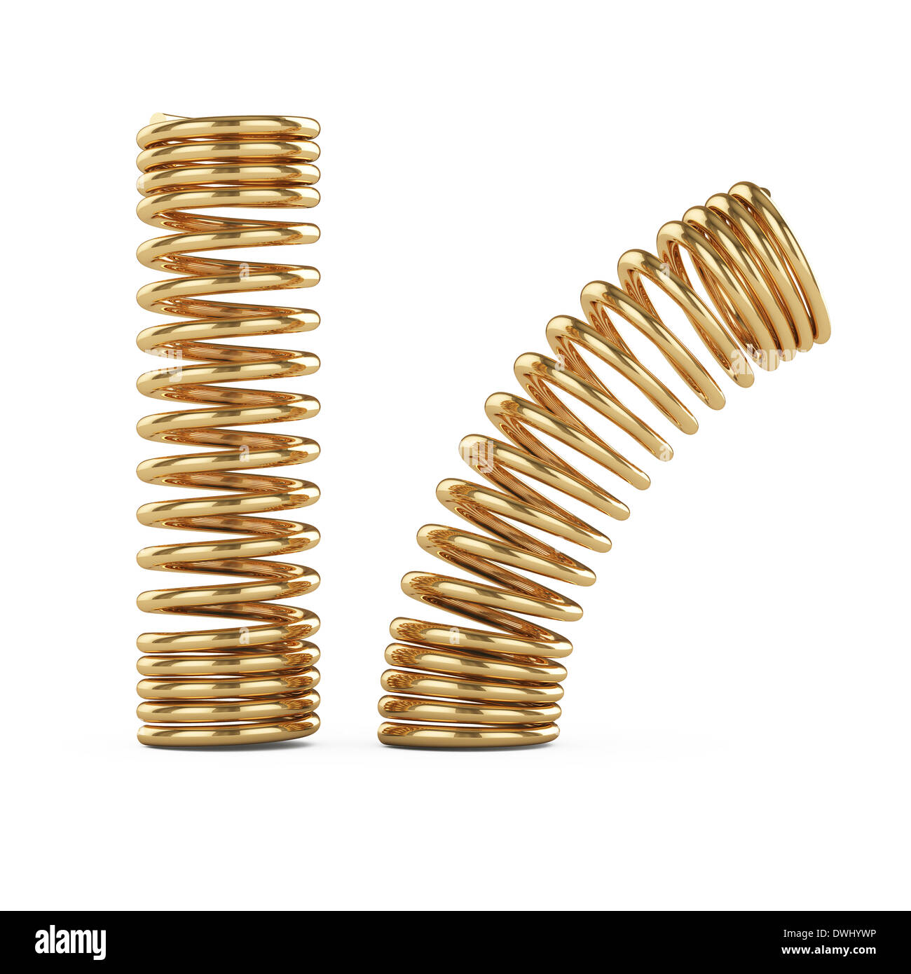 3d render of golden spring isolated on white background Stock Photo - Alamy