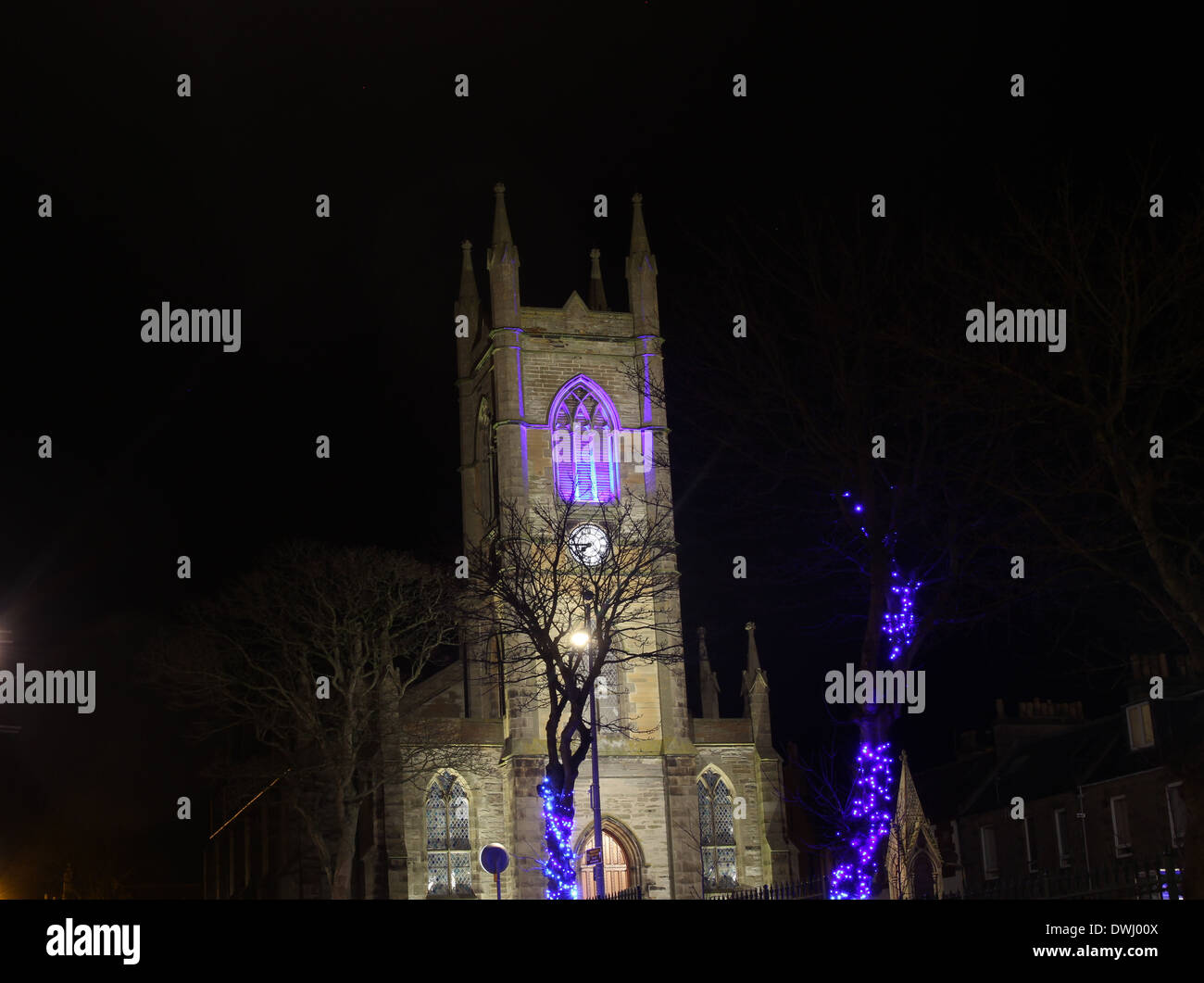 St Peter's & St Andrew's Church Thurso at night Scotland March 2014 ...