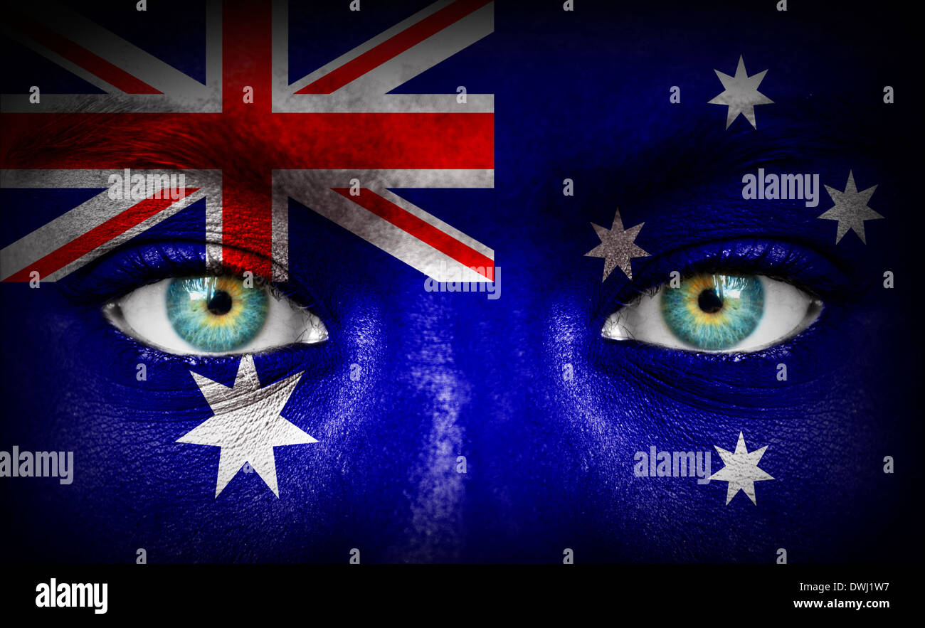 Human face painted with flag of Australia Stock Photo - Alamy