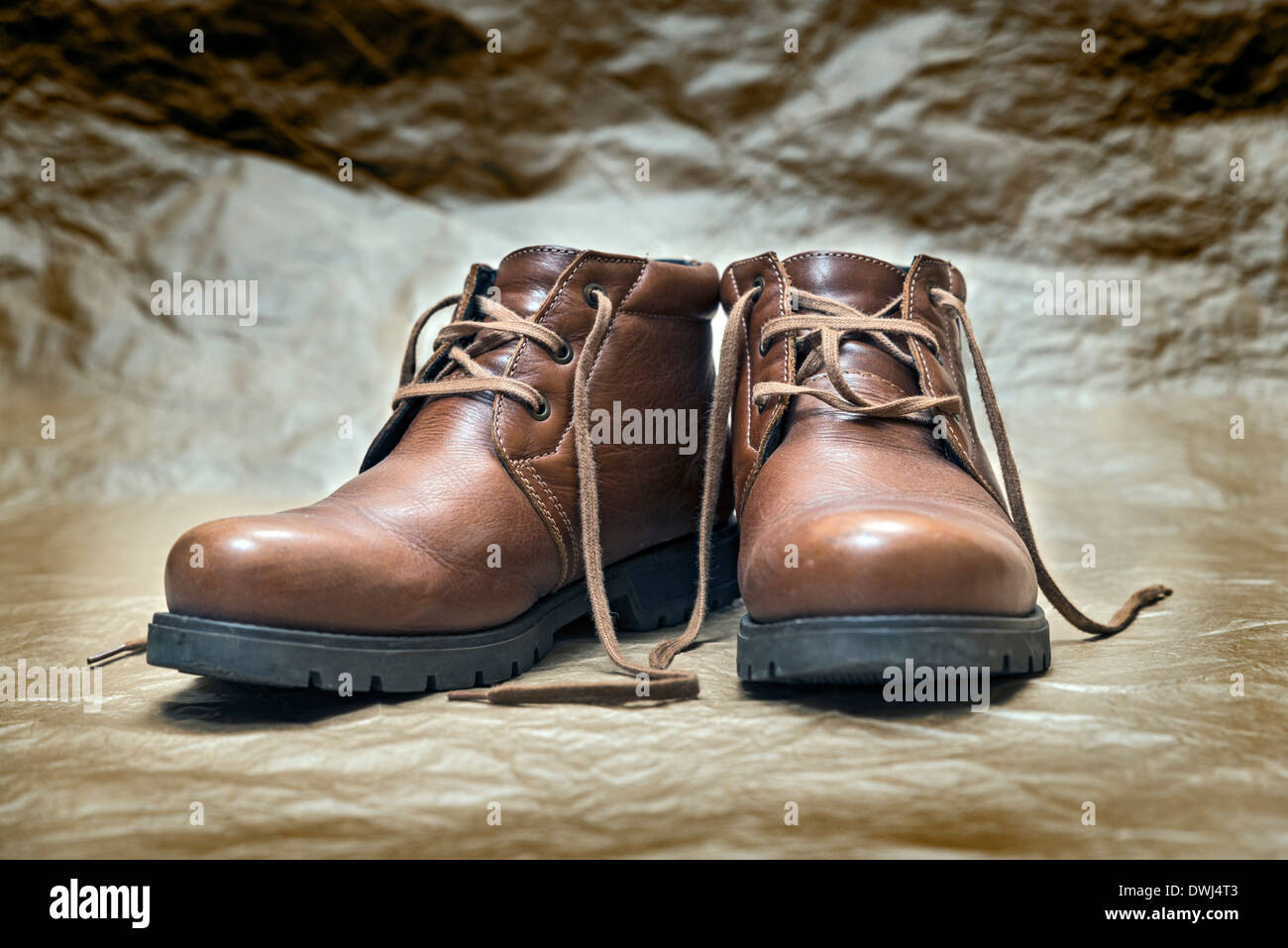 Pair old work boots hi-res stock photography and images - Alamy