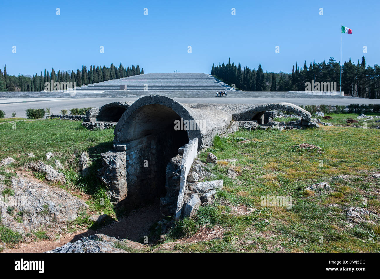 Fogliano Redipuglia, Italy - 9 March 2014: an original trench at the ...