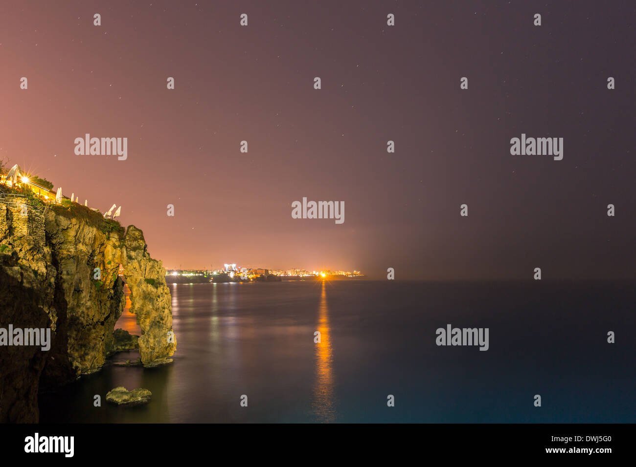 Antalya coast and sea at night Stock Photo - Alamy