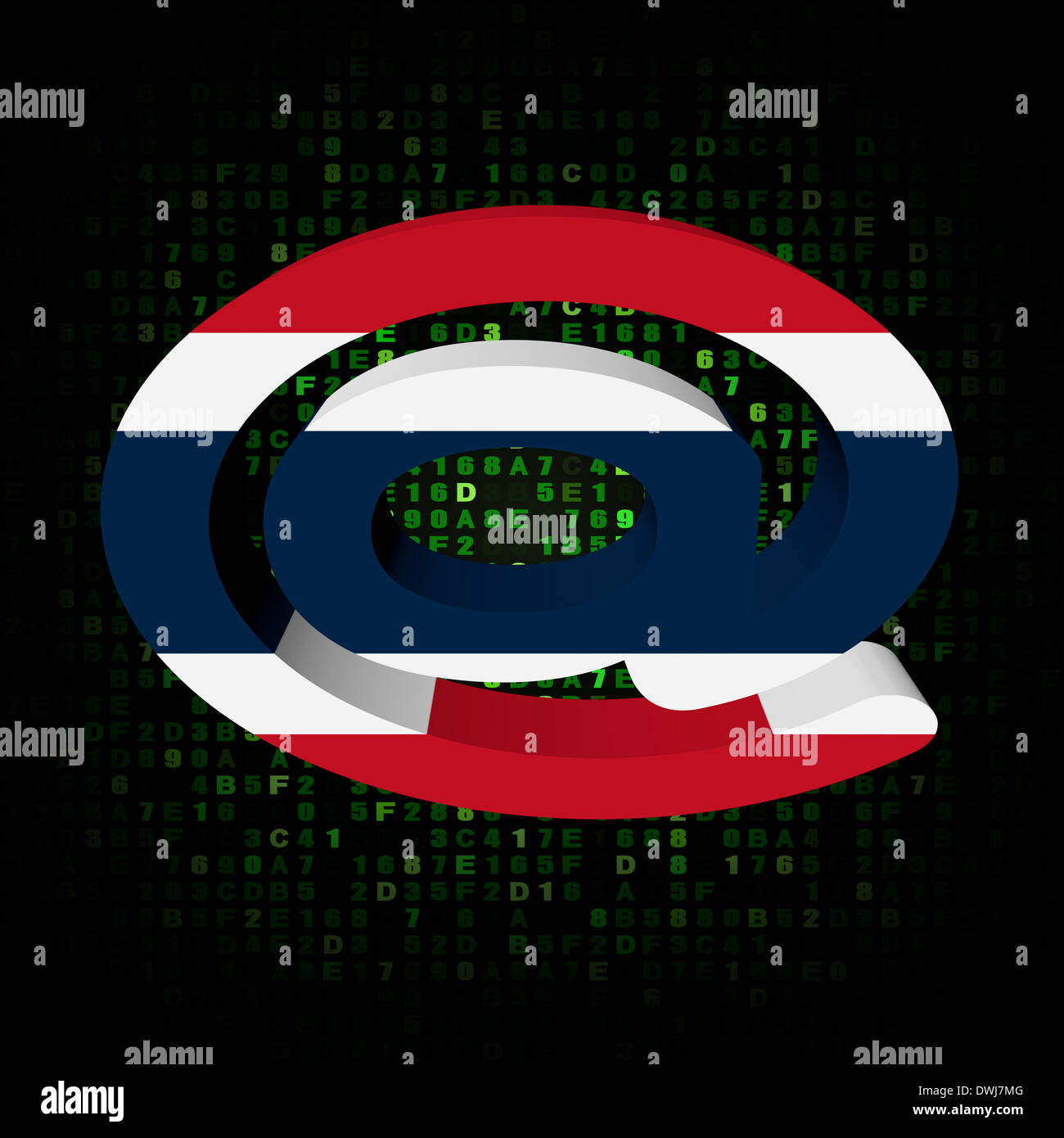 e-mail address AT symbol with Thai flag on hex illustration Stock Photo ...
