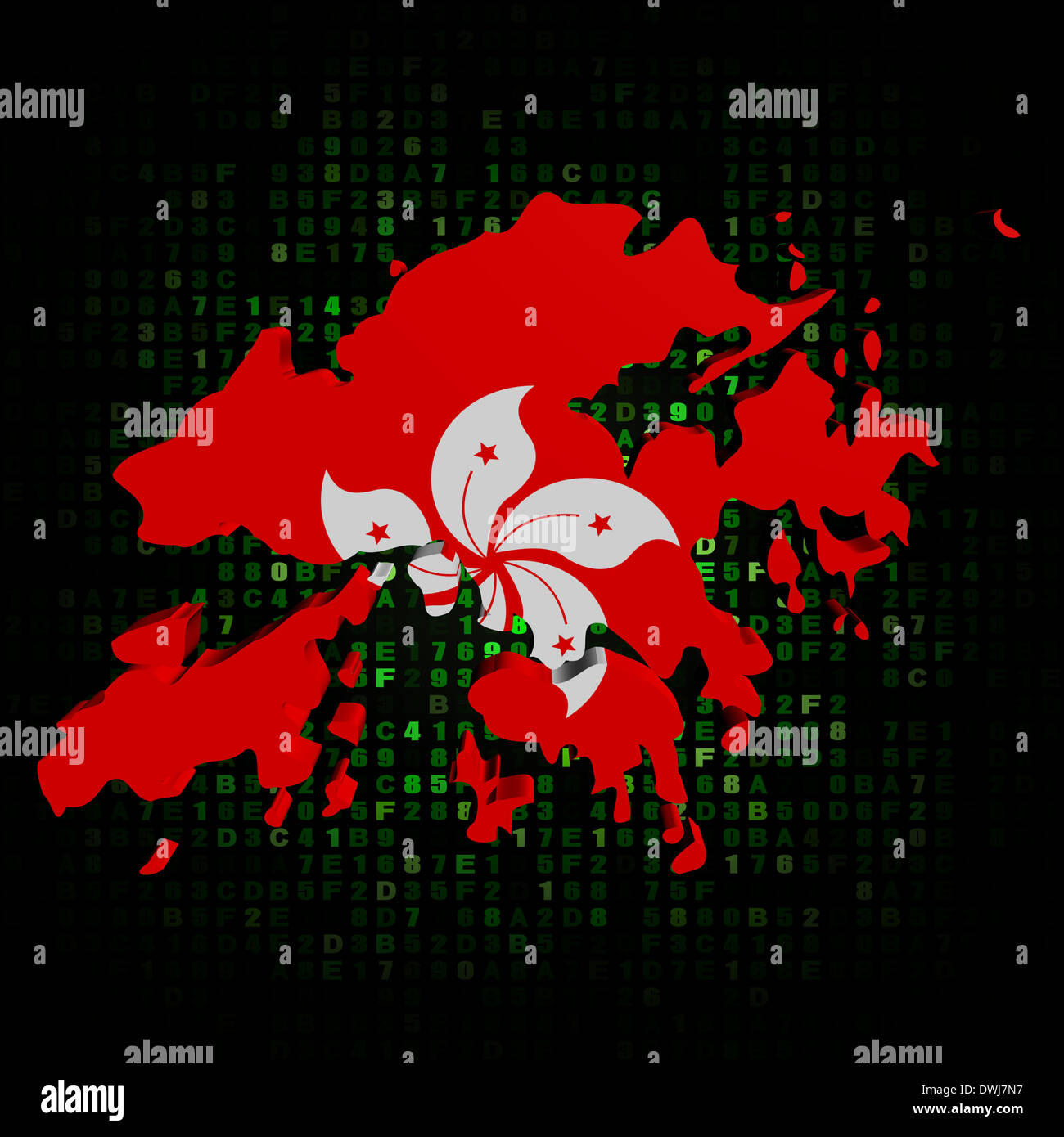 Hong Kong map flag on hex code illustration Stock Photo - Alamy