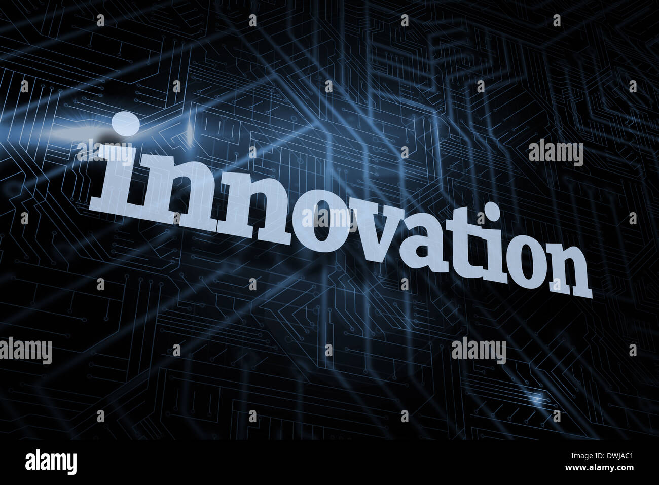 Innovation against futuristic black and blue background Stock Photo - Alamy