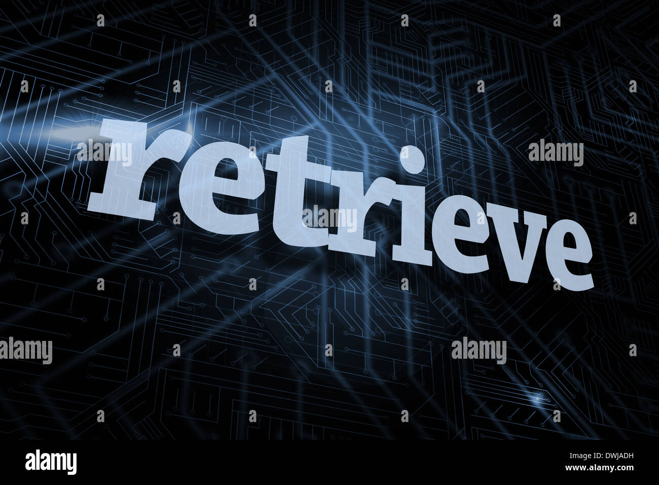 Retrieve against futuristic black and blue background Stock Photo - Alamy