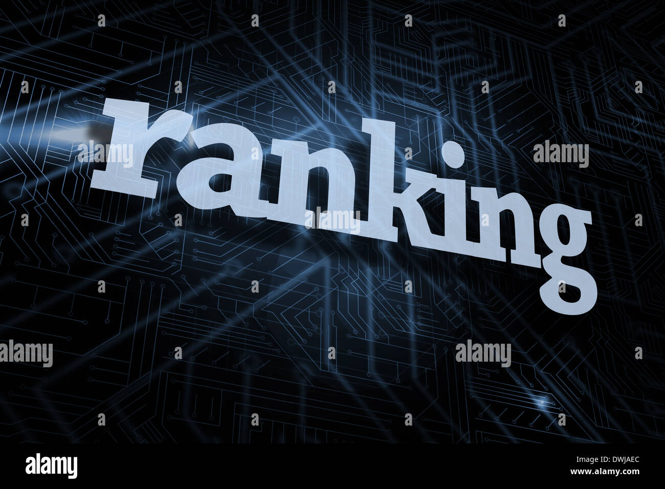 Ranking against futuristic black and blue background Stock Photo - Alamy