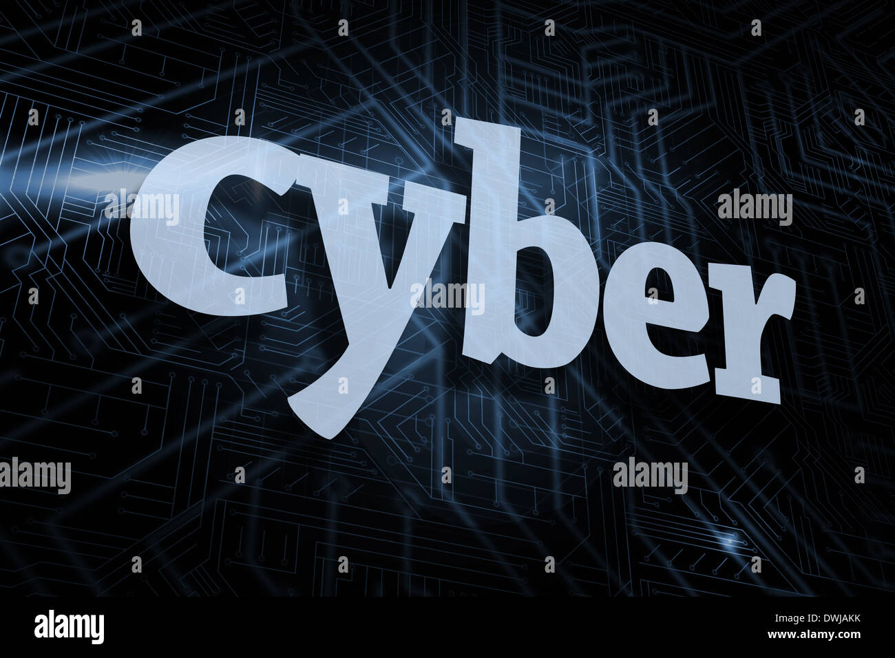 Cyber against futuristic black and blue background Stock Photo - Alamy