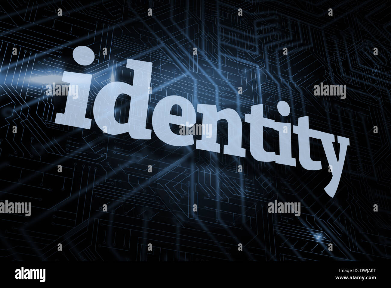 Identity against futuristic black and blue background Stock Photo - Alamy