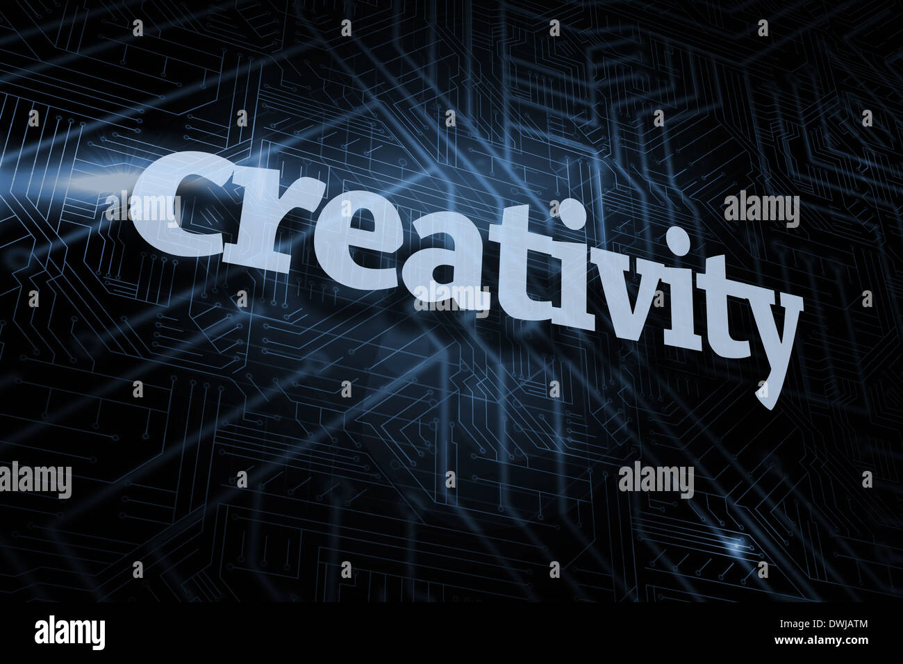 Creativity against futuristic black and blue background Stock Photo - Alamy