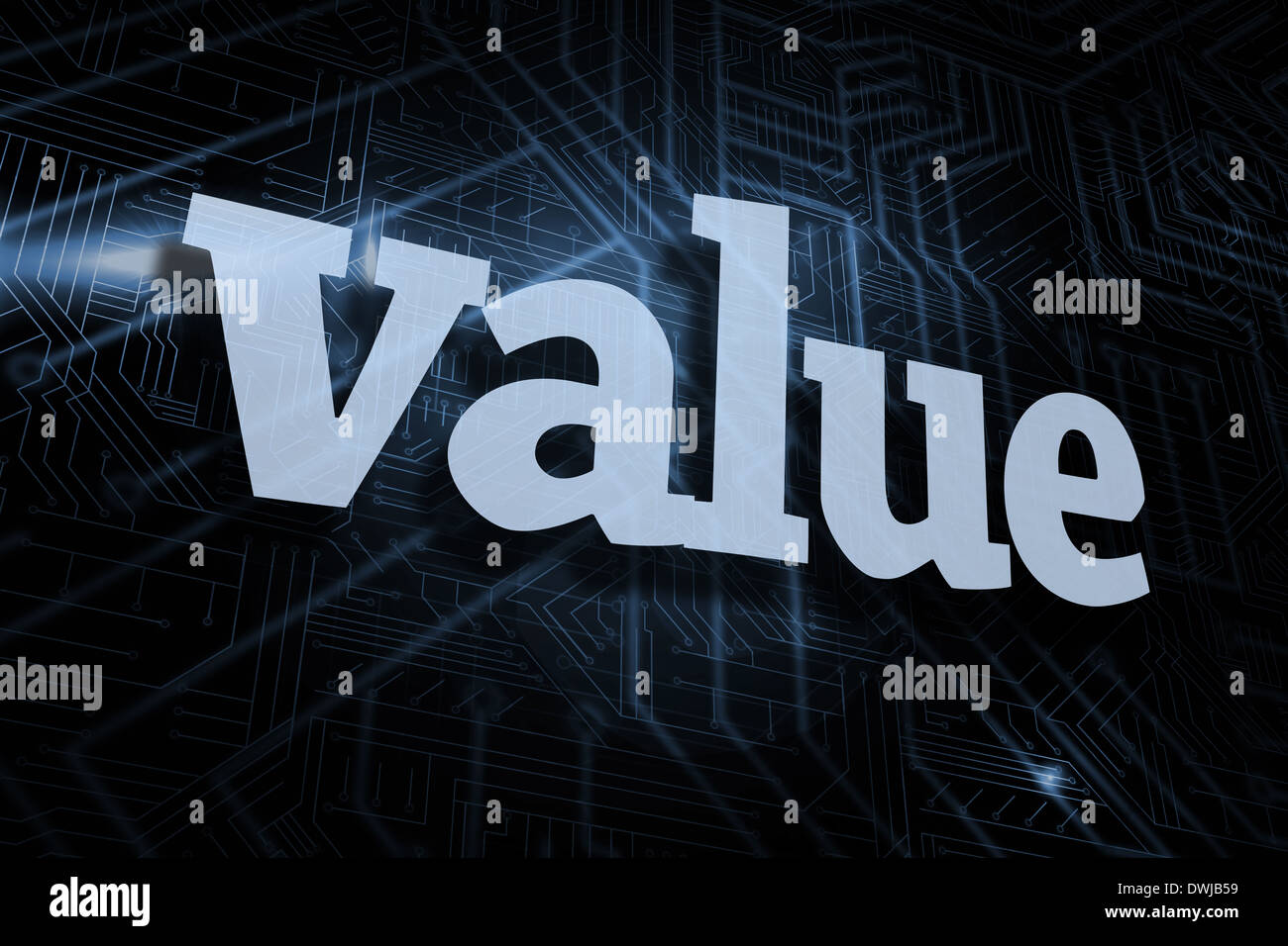 Value against futuristic black and blue background Stock Photo - Alamy