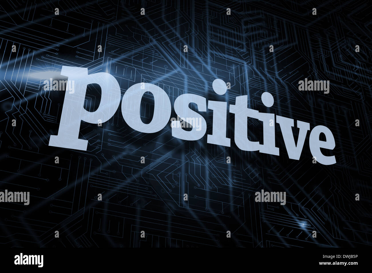 Positive against futuristic black and blue background Stock Photo - Alamy