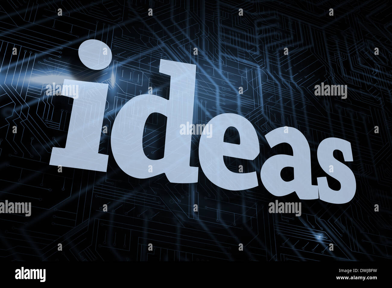 Ideas against futuristic black and blue background Stock Photo - Alamy